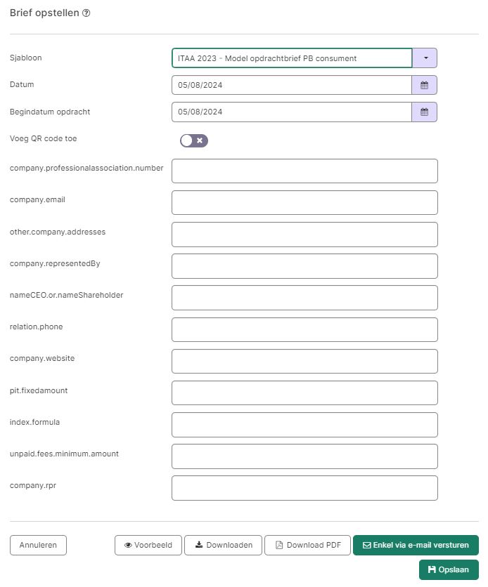 Briefsjablonen - Documentgeneratie – AdminPulse
