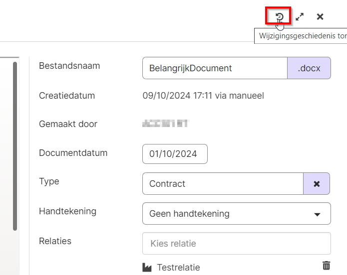 Wijzigingsgeschiedenis van een document – AdminPulse NL